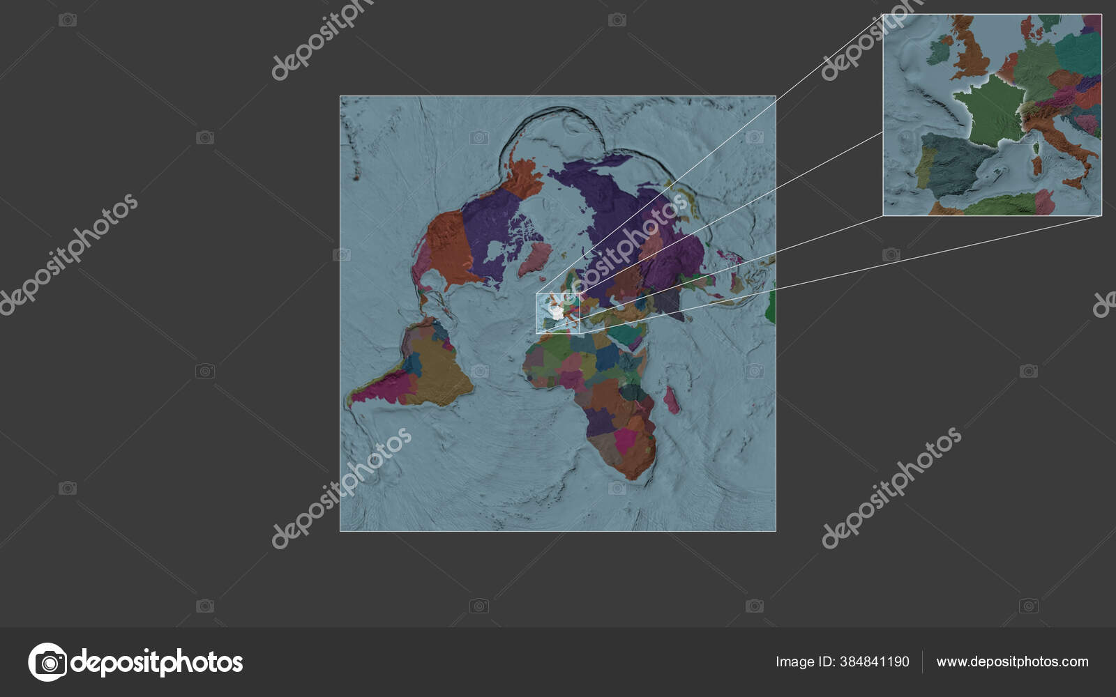 Expanded Enlarged Area France Extracted Large Scale Map World Leading ...