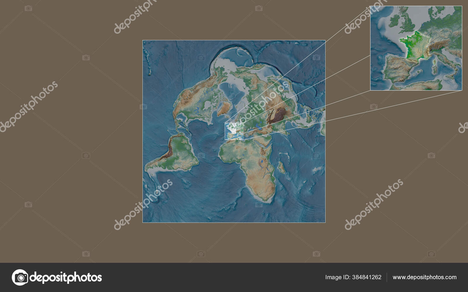 Expanded Enlarged Area France Extracted Large Scale Map World Leading ...
