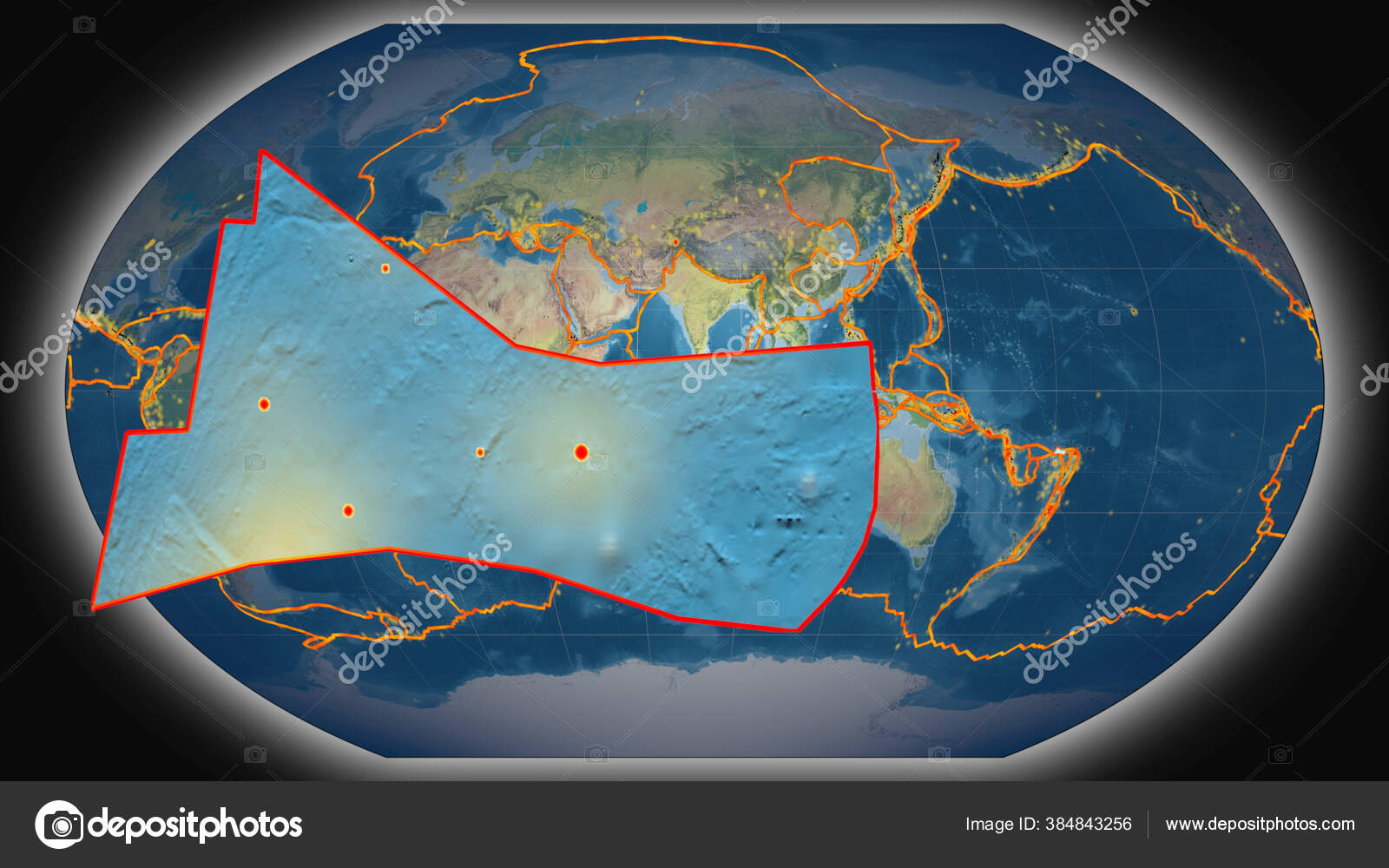 Futuna Tectonic Plate Extruded Presented Global Topographic Map ...