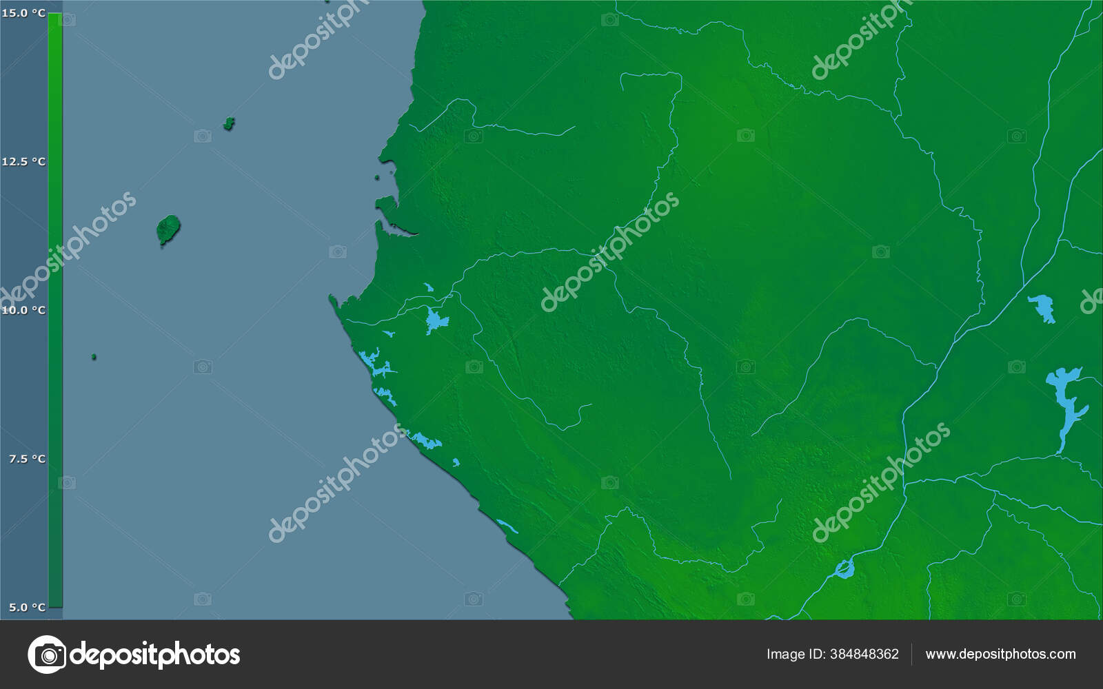 Mean Annual Temperature Variation Gabon Area Stereographic Projection ...