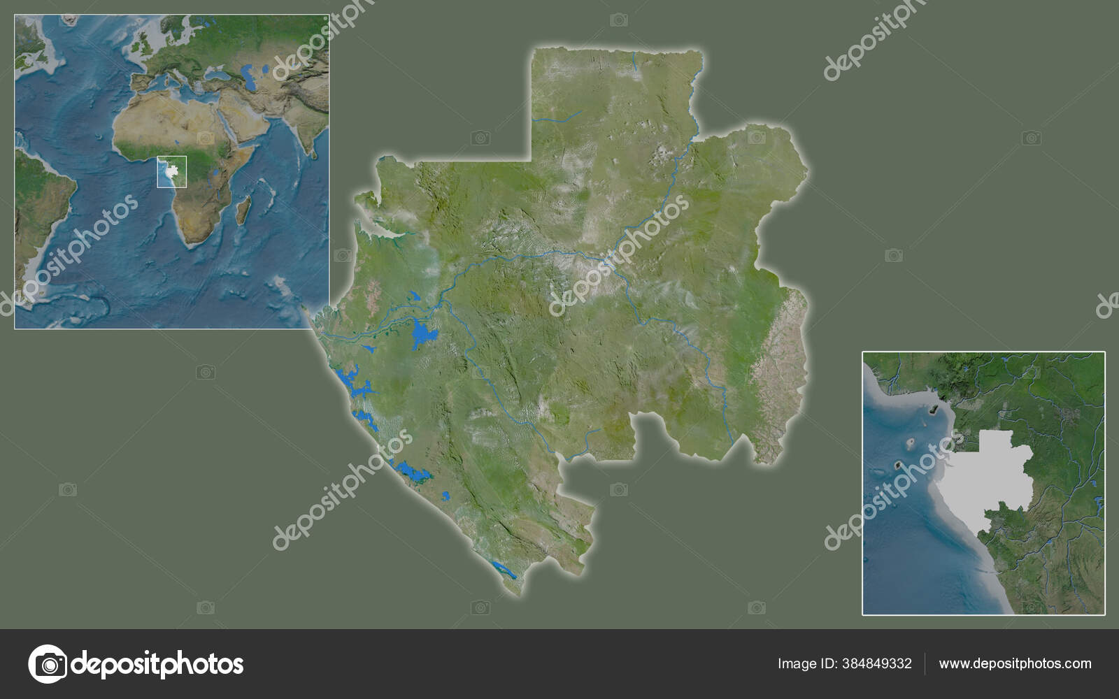 Close Gabon Its Location Region Center Large Scale World Map — Stock ...
