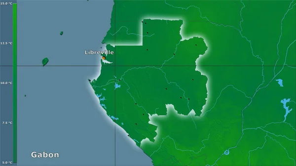 Mean annual temperature variation within the Gabon area in the ...