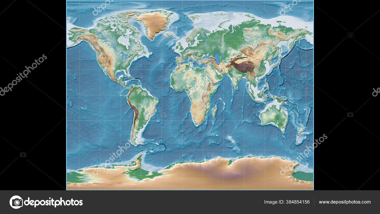 World Map Gall Stereographic Projection Centered East Longitude Colored ...