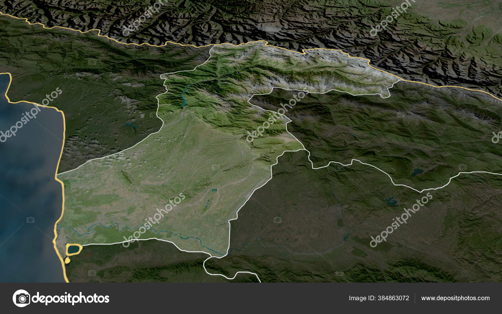 Samegrelo Zemo Svaneti Region Georgia Zoomed Highlighted Satellite ...