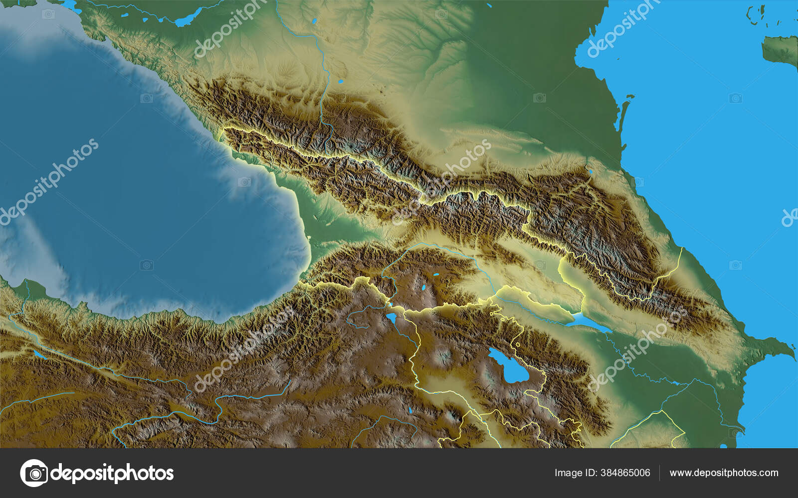 Georgia Area Topographic Relief Map Stereographic Projection Raw ...