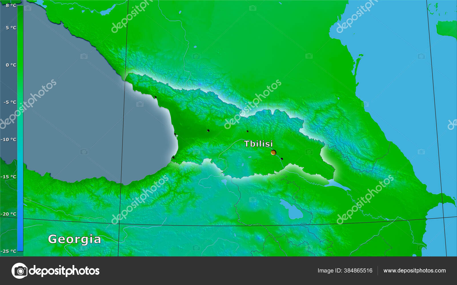 Mean Temperature Coldest Quarter Georgia Area Stereographic Projection ...