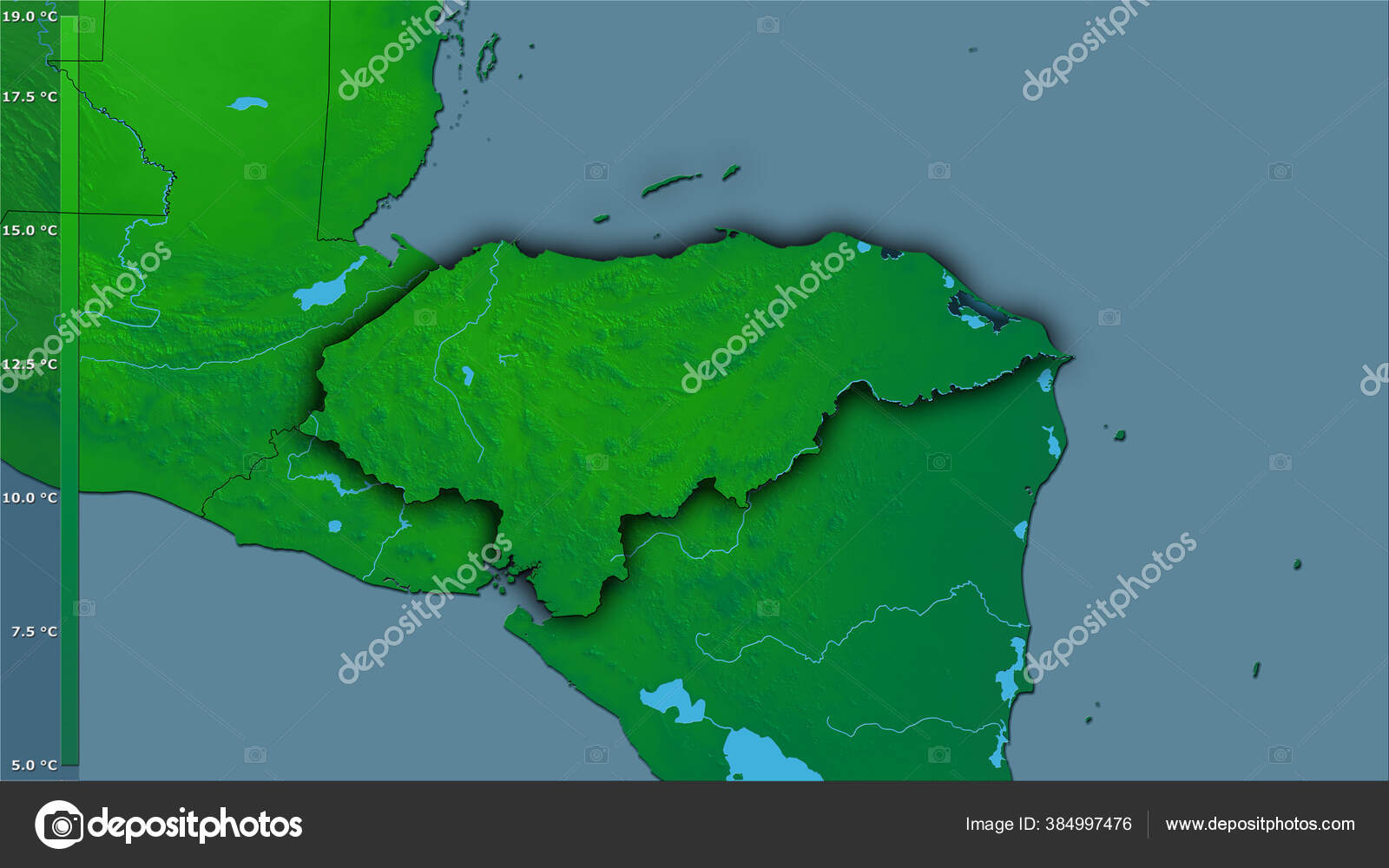 Mean Annual Temperature Variation Honduras Area Stereographic ...
