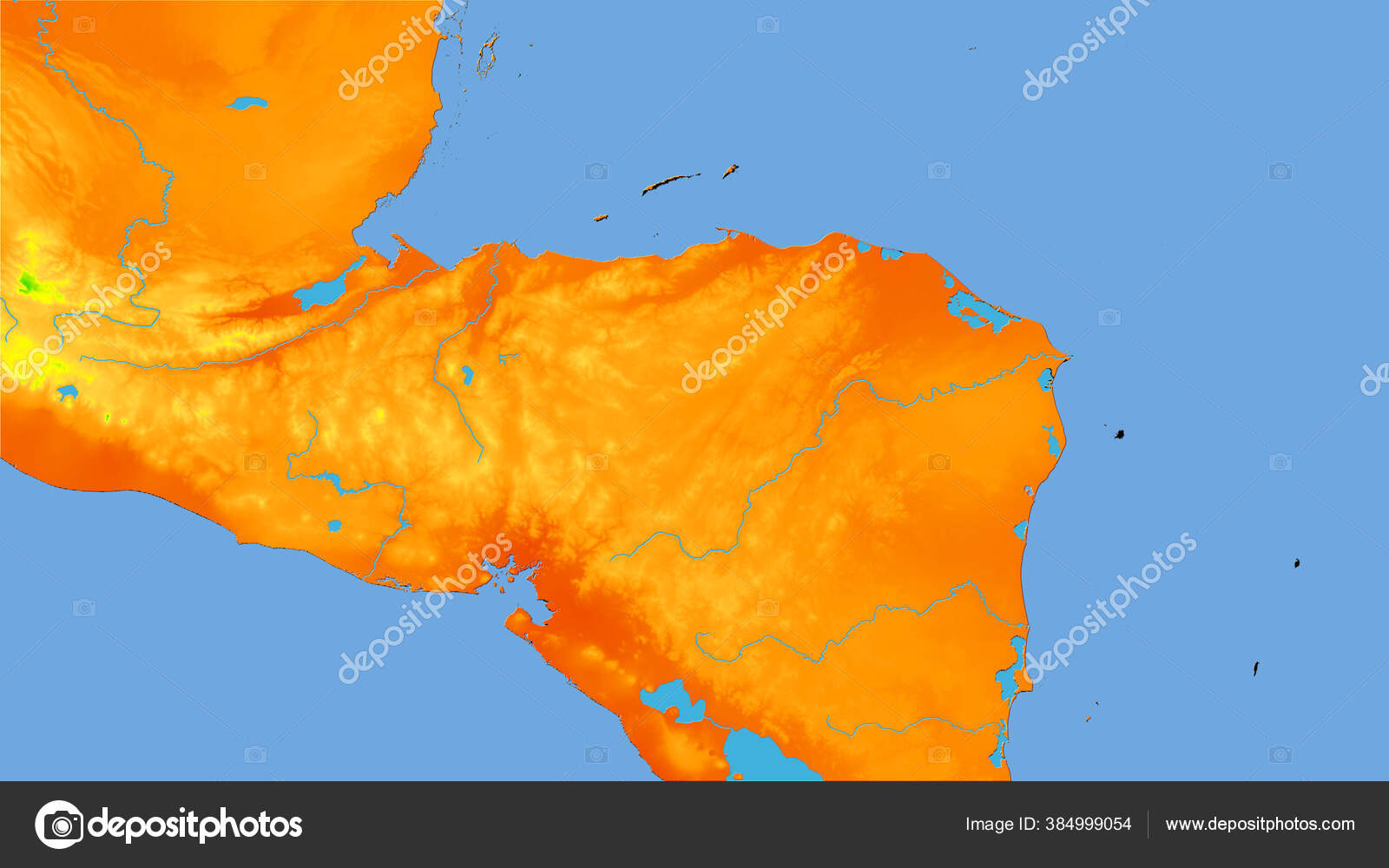 Honduras Area Annual Temperature Map Stereographic Projection Raw ...