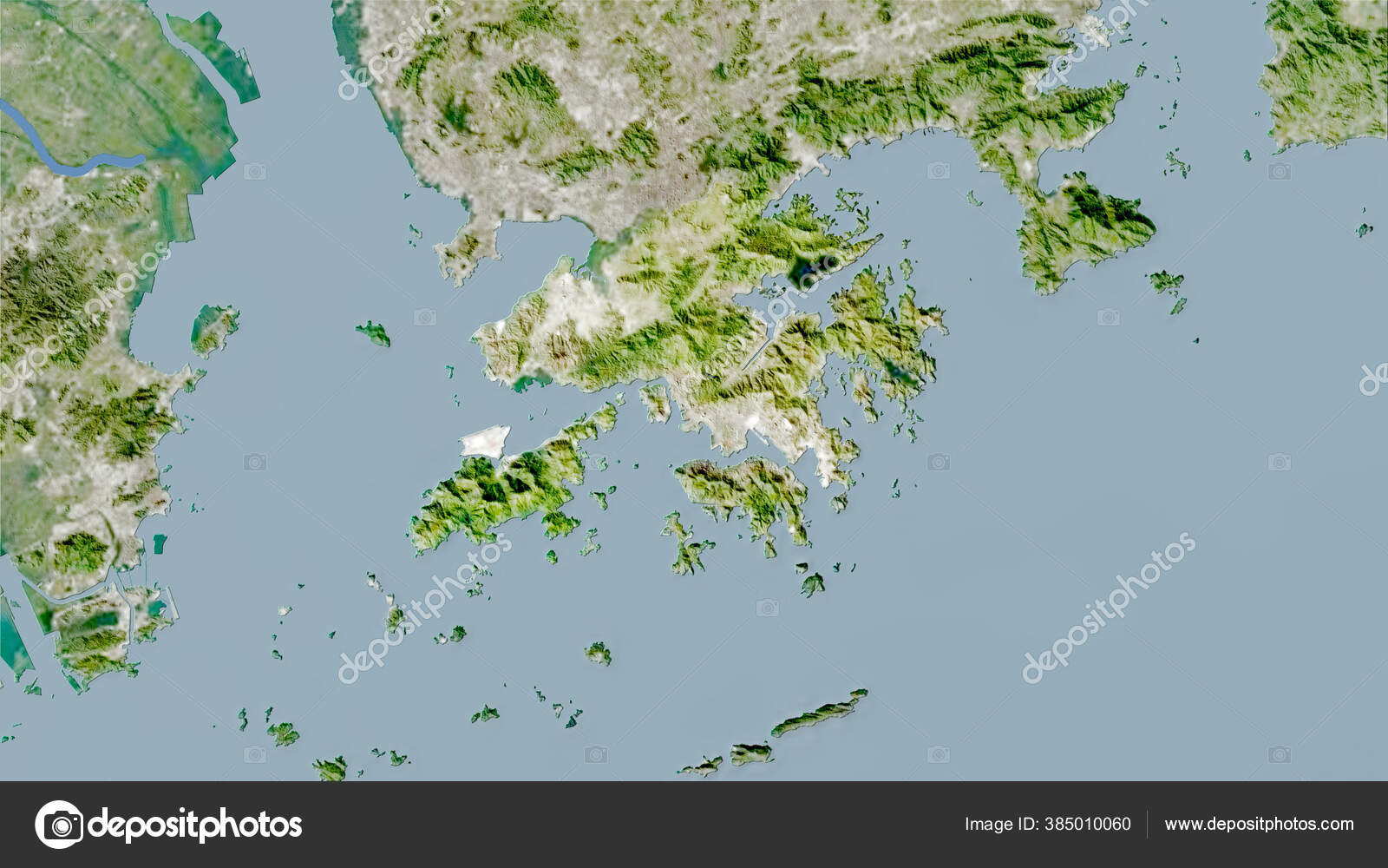 Hong Kong Area Satellite Map Stereographic Projection Raw Composition ...