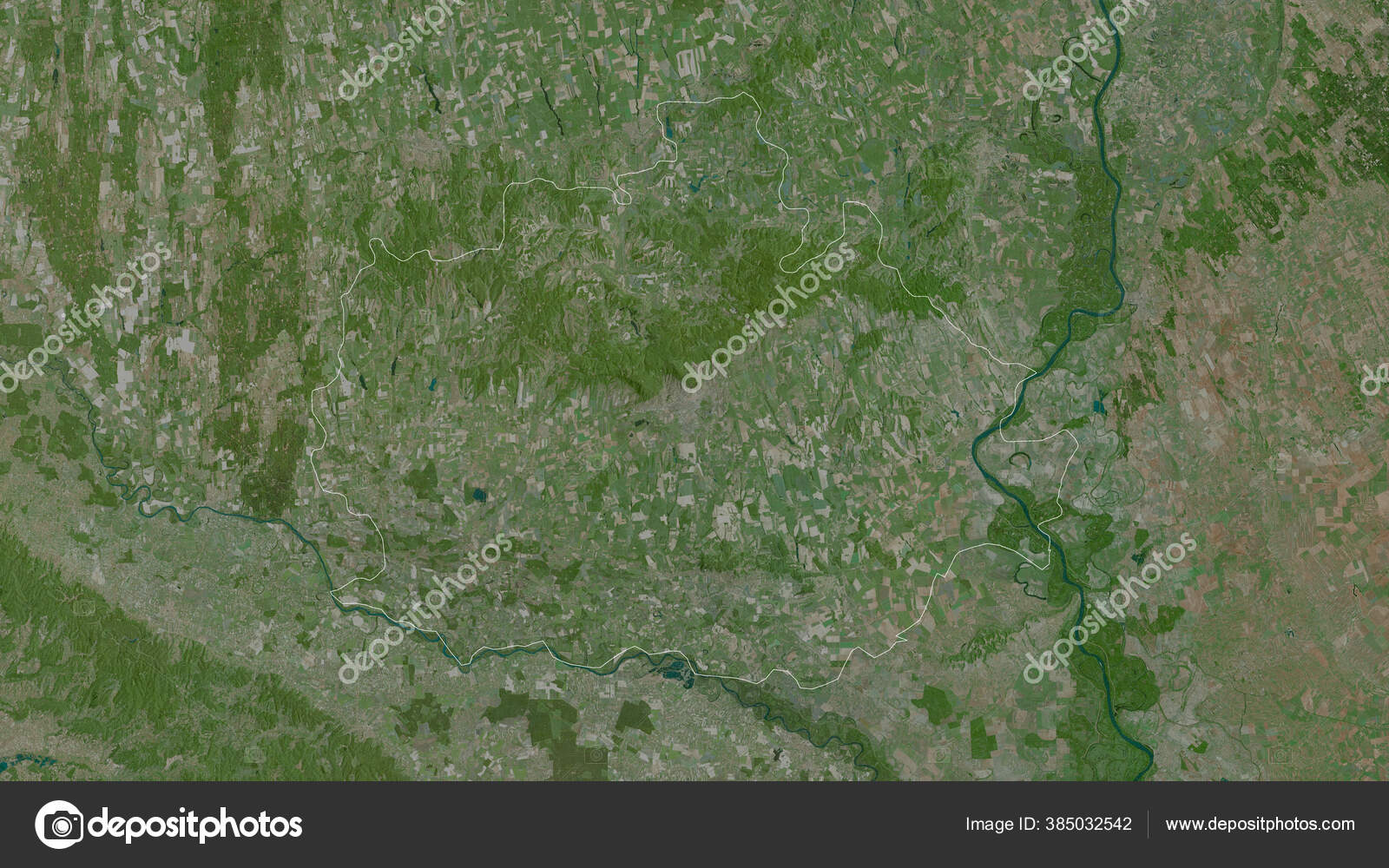 Baranya County Hungary Satellite Imagery Shape Outlined Its Country ...