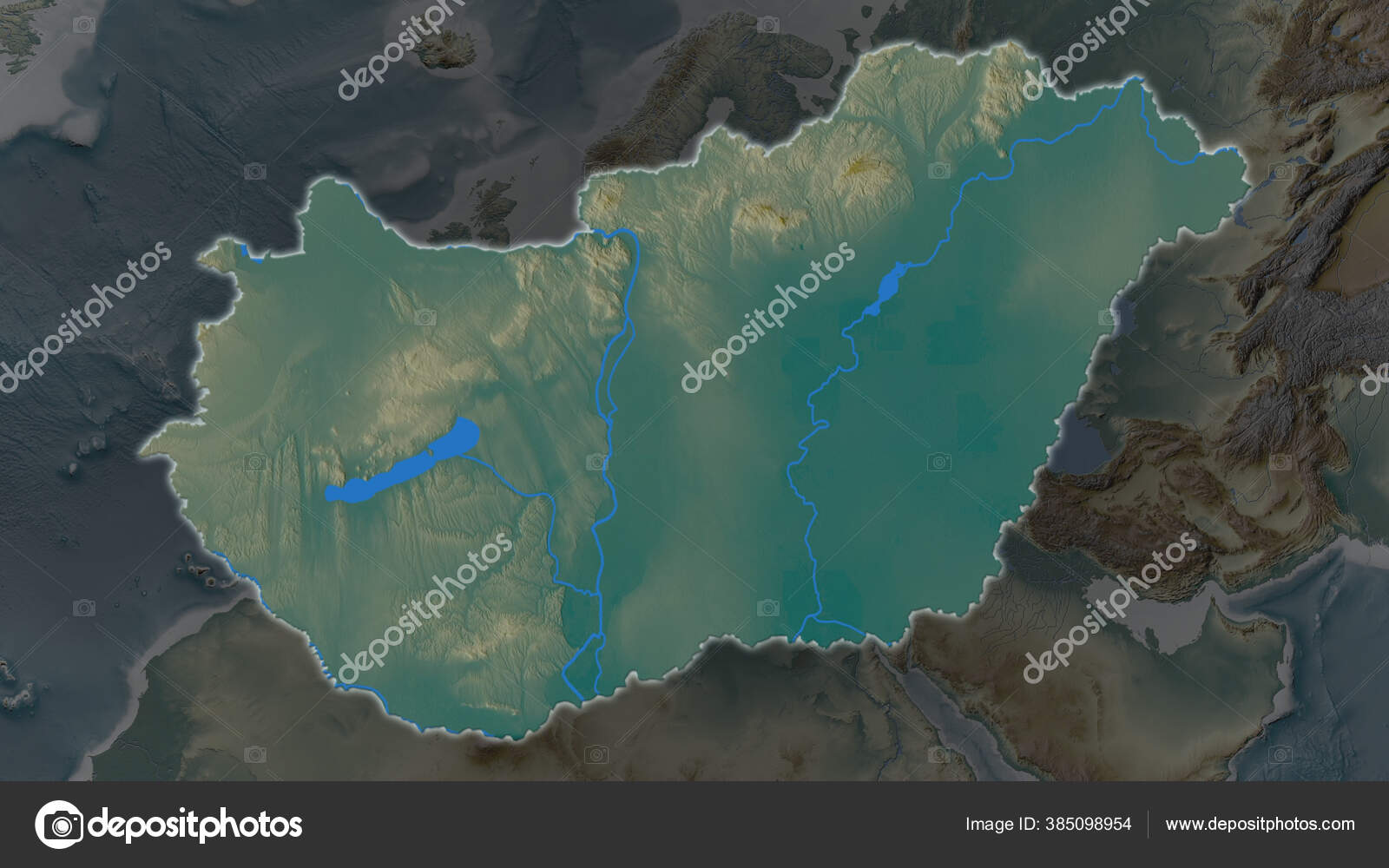 Hungary Area Enlarged Glowed Darkened Background Its Surroundings ...