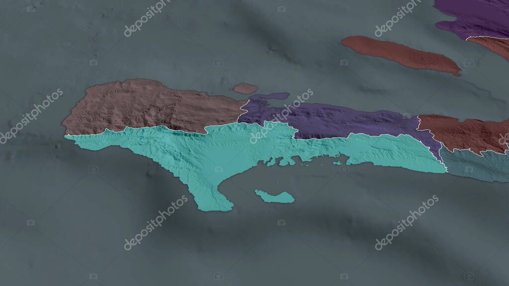Sud - Departamento de Haití se acercó y destacó. Mapa coloreado y ...