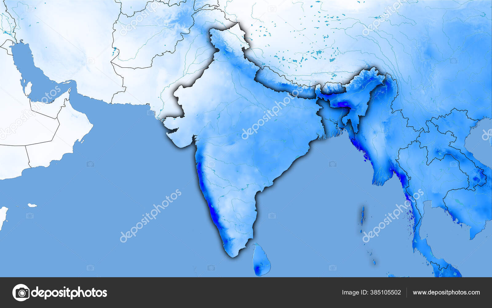 India Area Annual Precipitation Map Stereographic Projection Raw ...