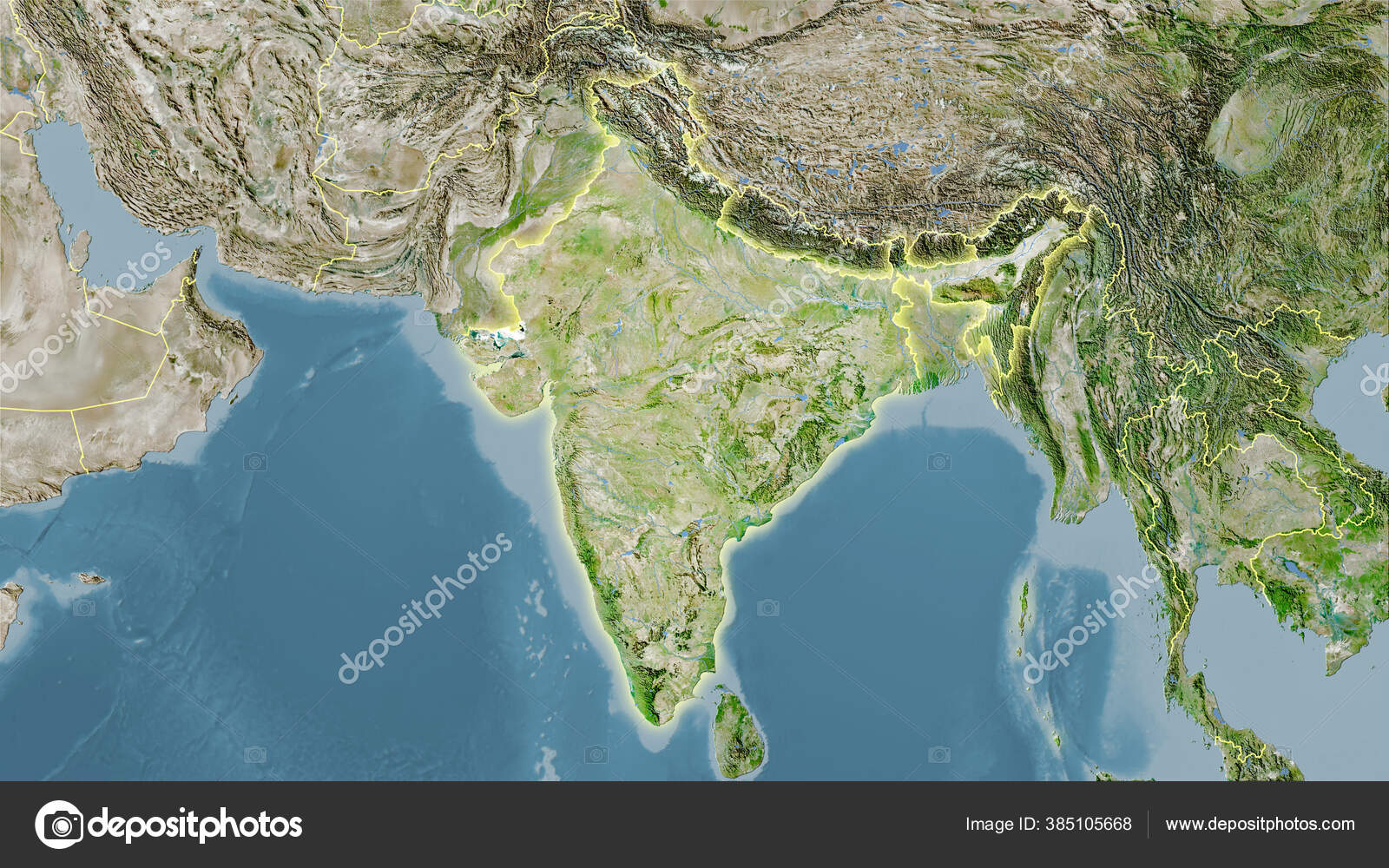 India Area Satellite Map Stereographic Projection Raw Composition ...