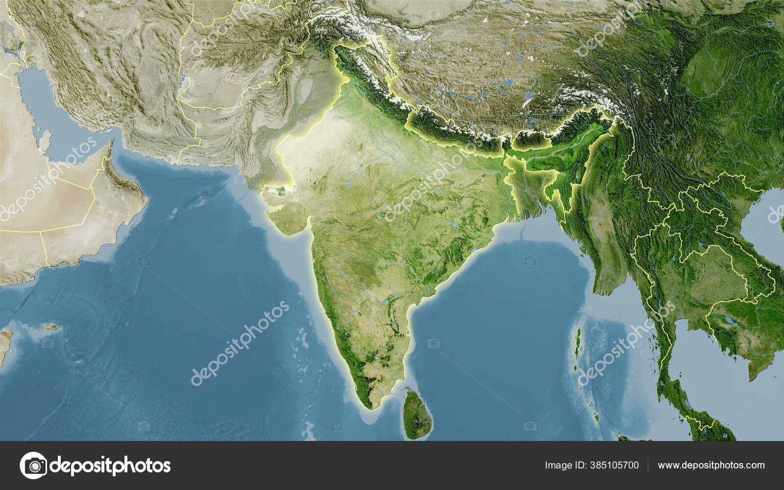 India Area Satellite Map Stereographic Projection Raw Composition ...