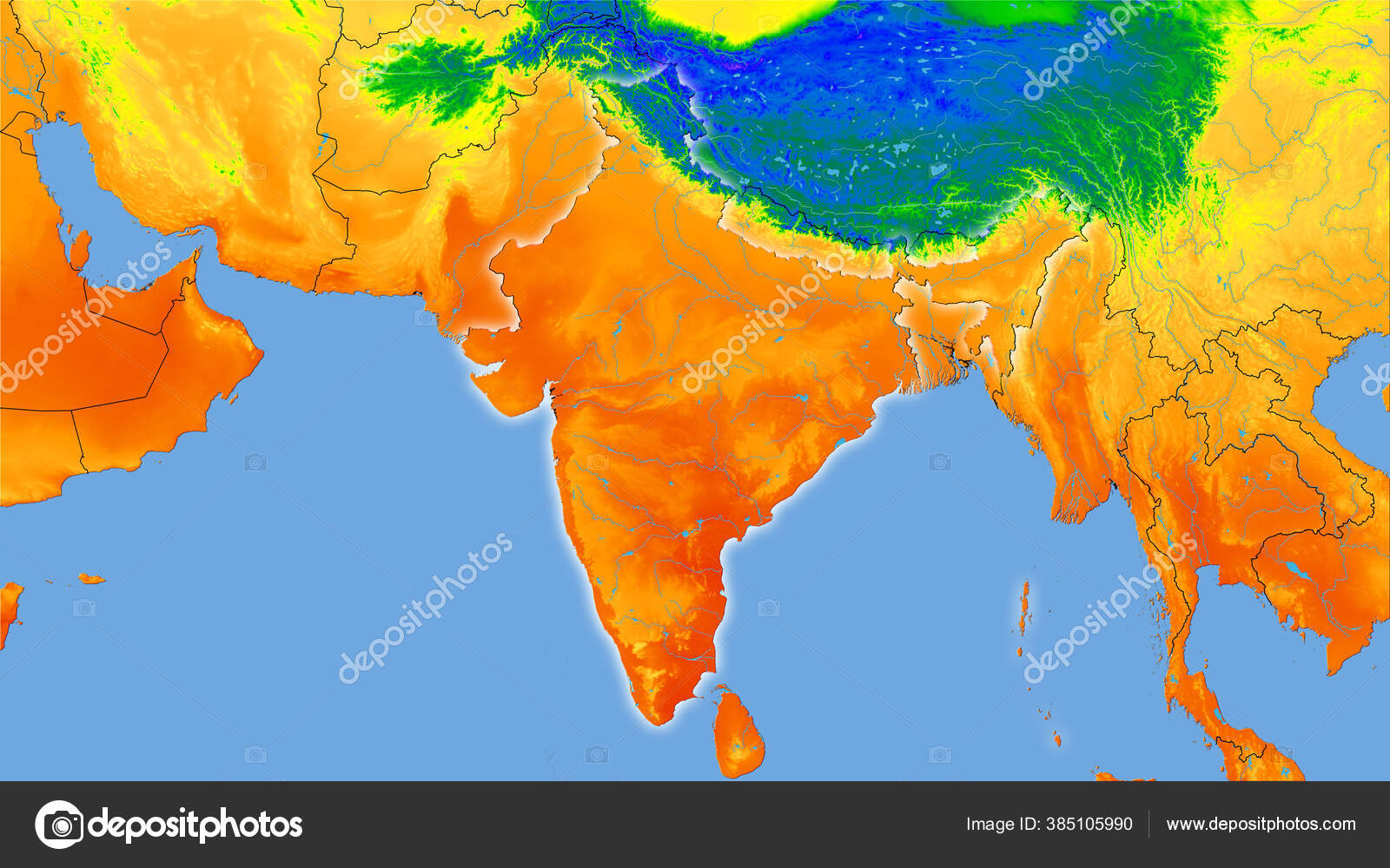 India Area Annual Temperature Map Stereographic Projection Raw ...