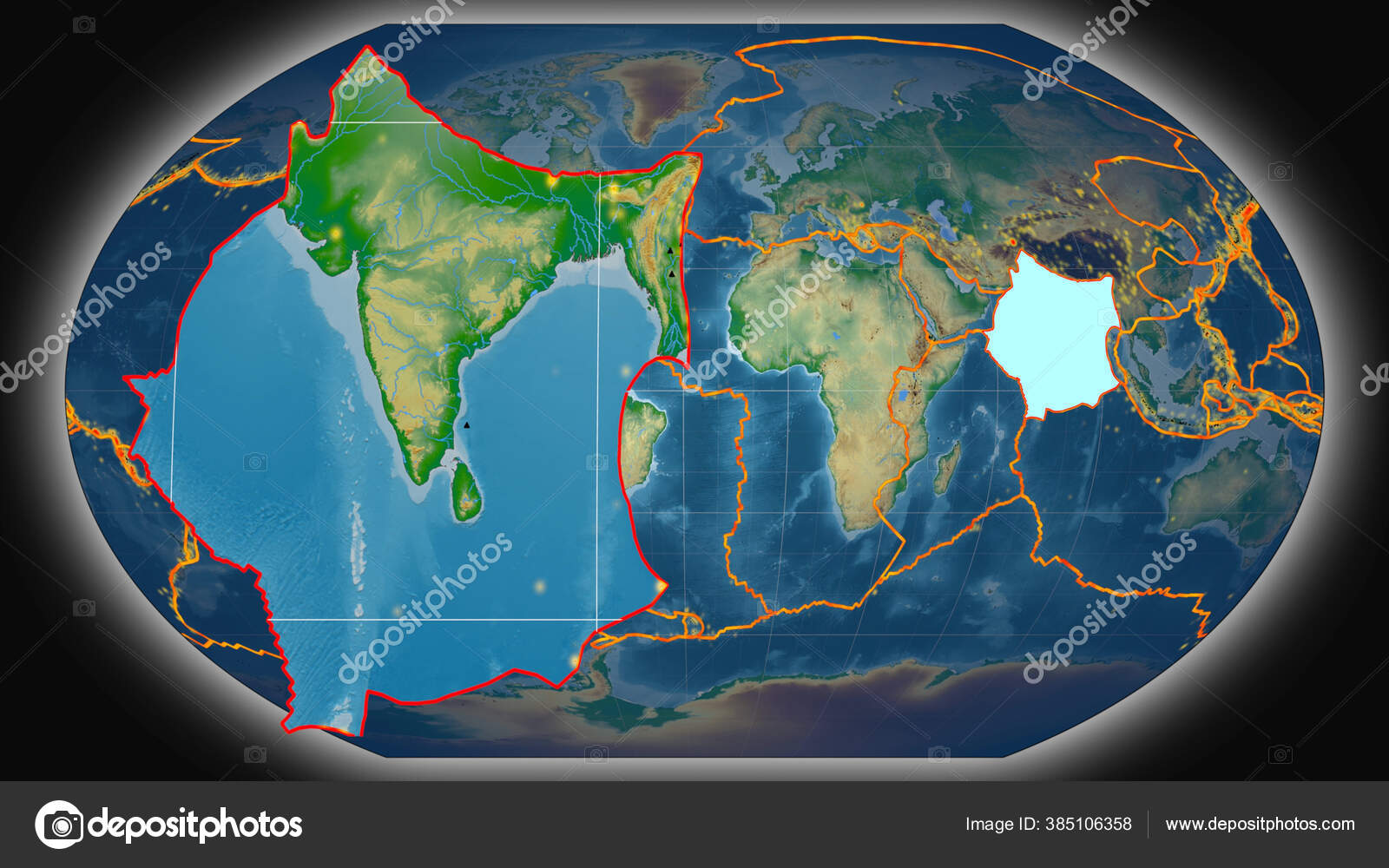 Indian Tectonic Plate Extruded Presented Global Color Physical Map ...
