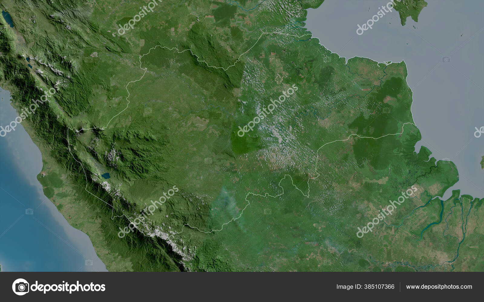 Jambi Province Indonesia Satellite Imagery Shape Outlined Its Country ...