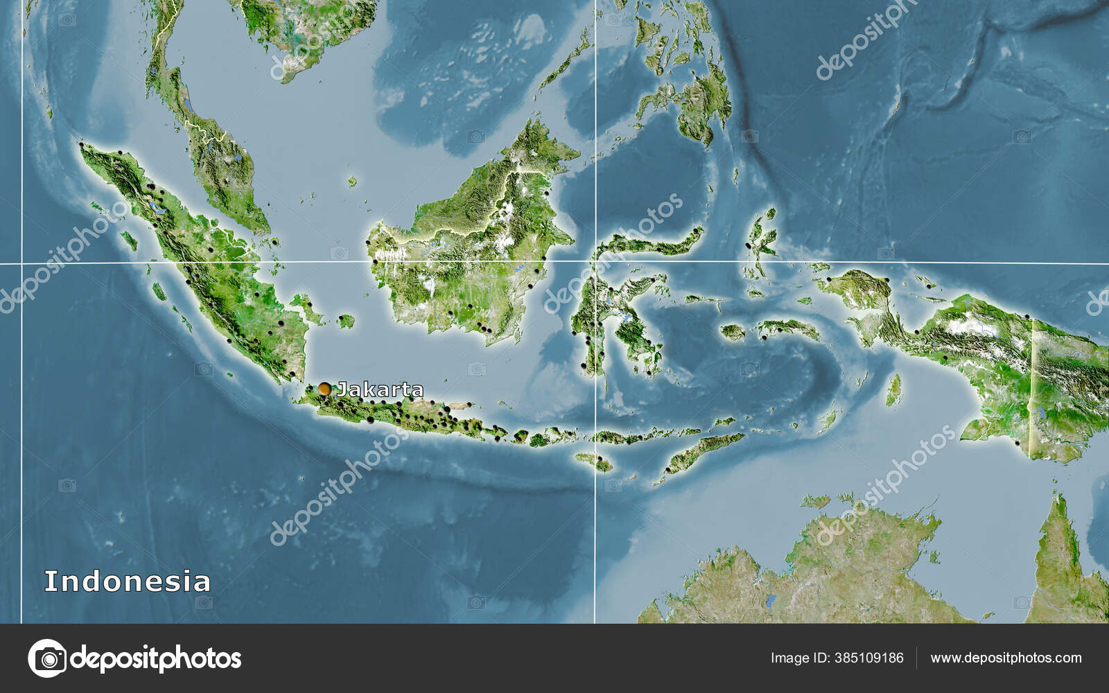 Indonesia Area Satellite Map Stereographic Projection Main Composition ...