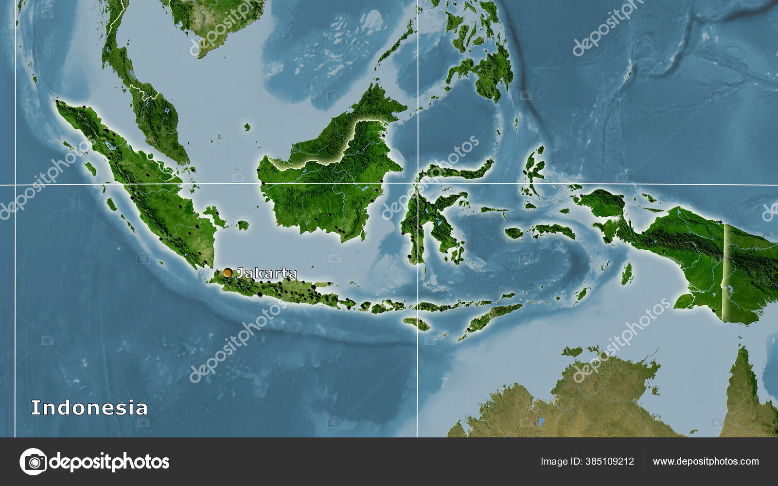 Indonesia Area Satellite Map Stereographic Projection Main Composition ...