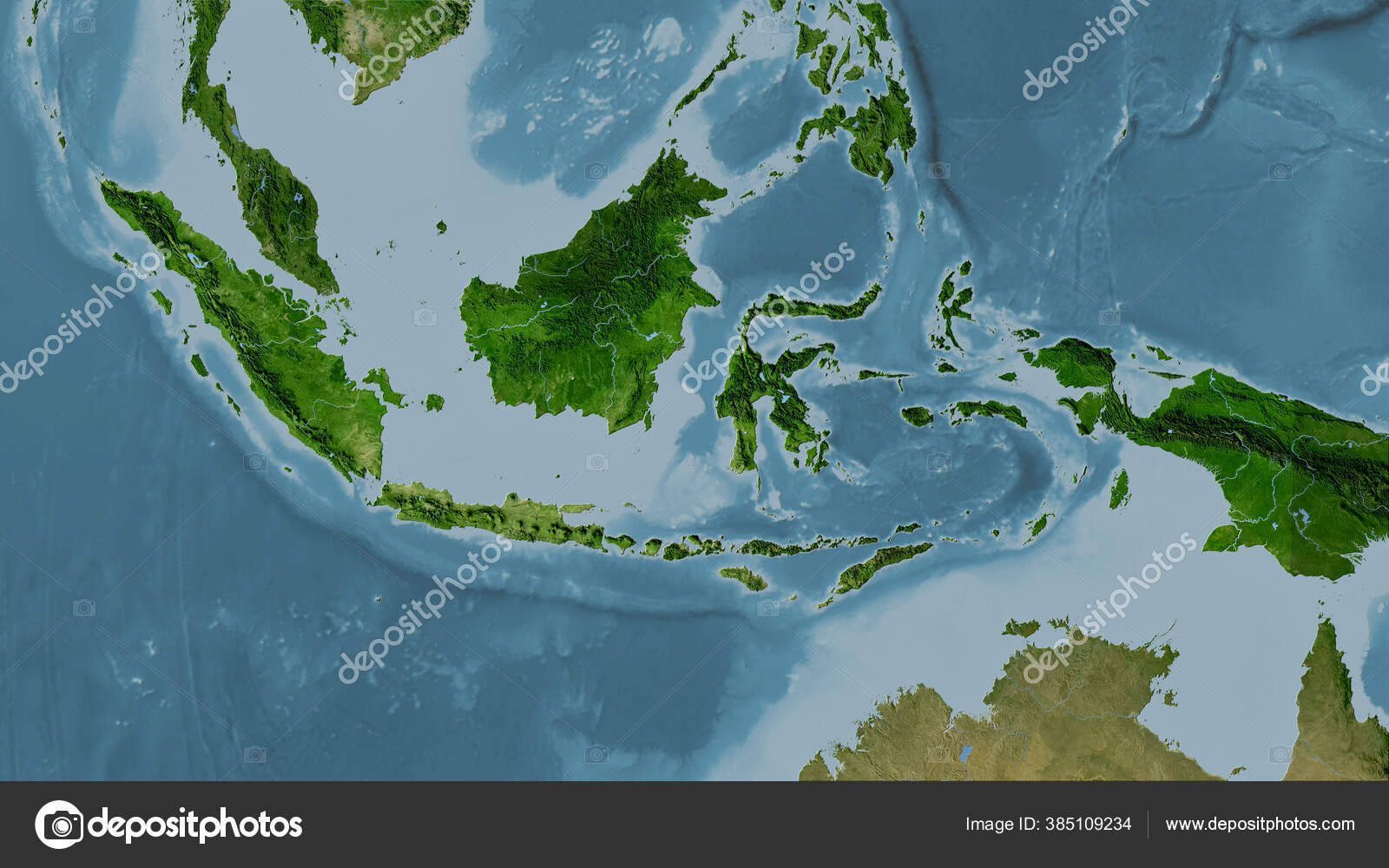 Indonesia Area Satellite Map Stereographic Projection Raw Composition ...
