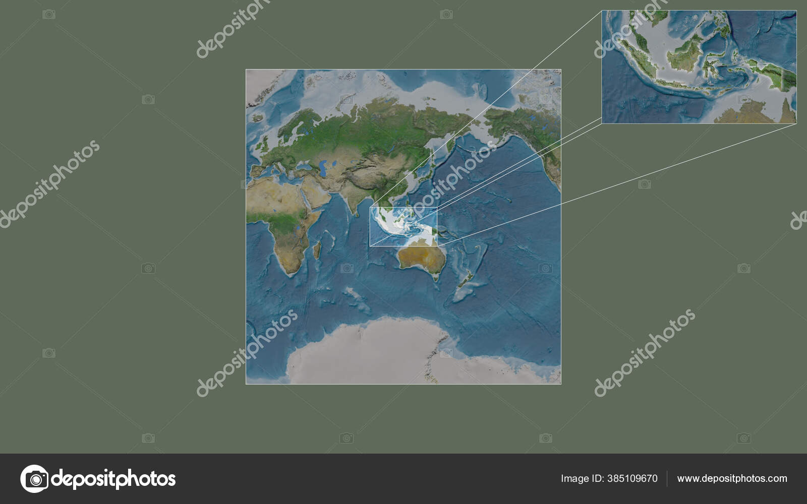 Expanded Enlarged Area Indonesia Extracted Large Scale Map World ...