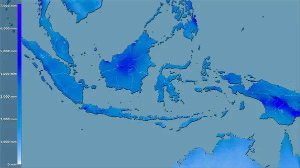 Annual precipitation within the Indonesia area in the stereographic ...