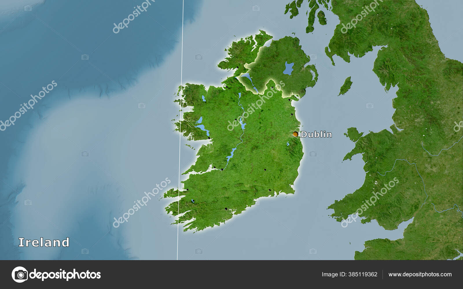 Ireland Area Satellite Map Stereographic Projection Main Composition ...