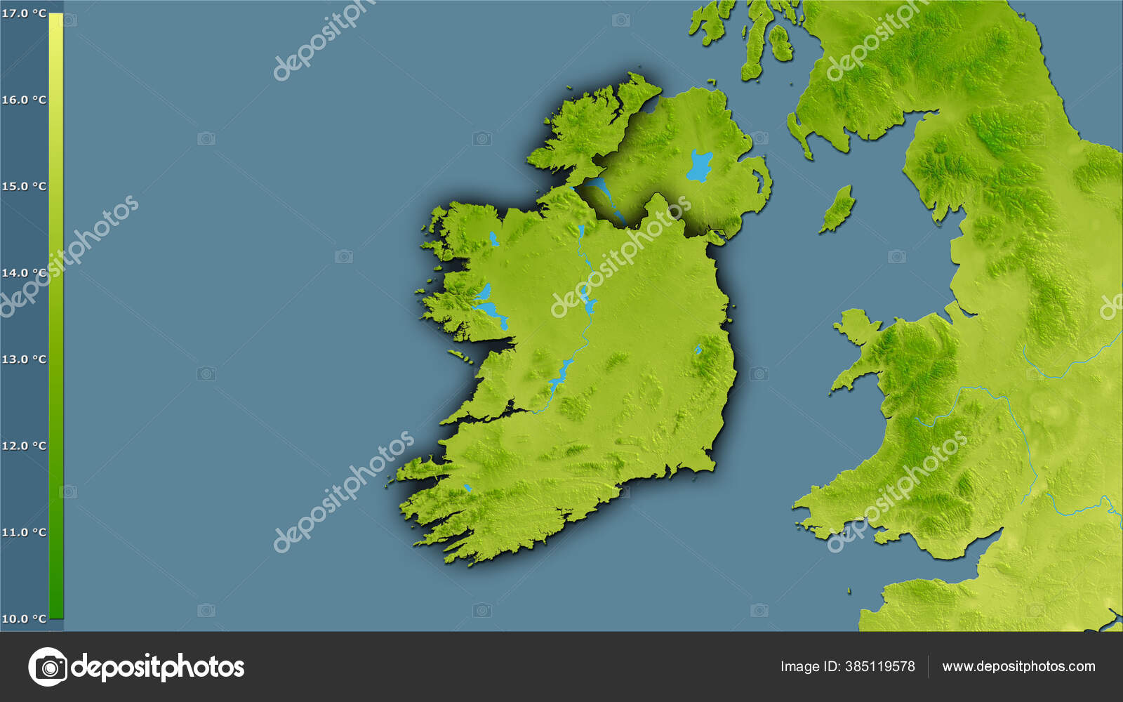 Mean Temperature Warmest Quarter Ireland Area Stereographic Projection ...