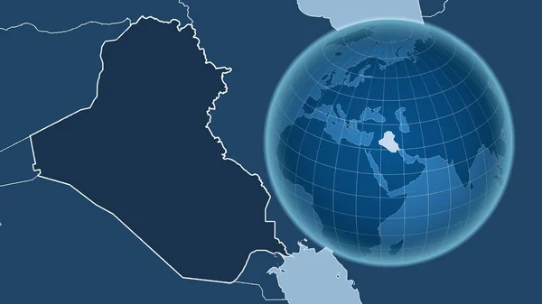 Iraq Globe Shape Country Zoomed Map Its Outline Grayscale Elevation ...