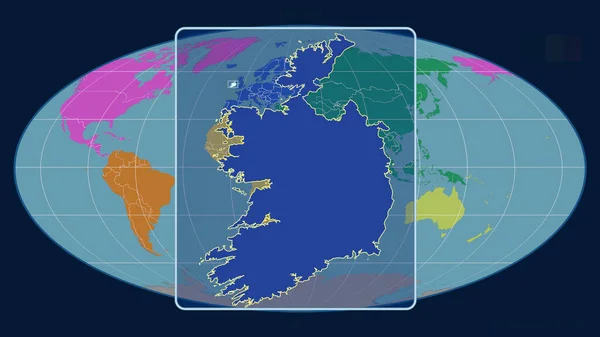 Zoomed View Greenland Outline Perspective Lines Global Map Kavrayskiy ...