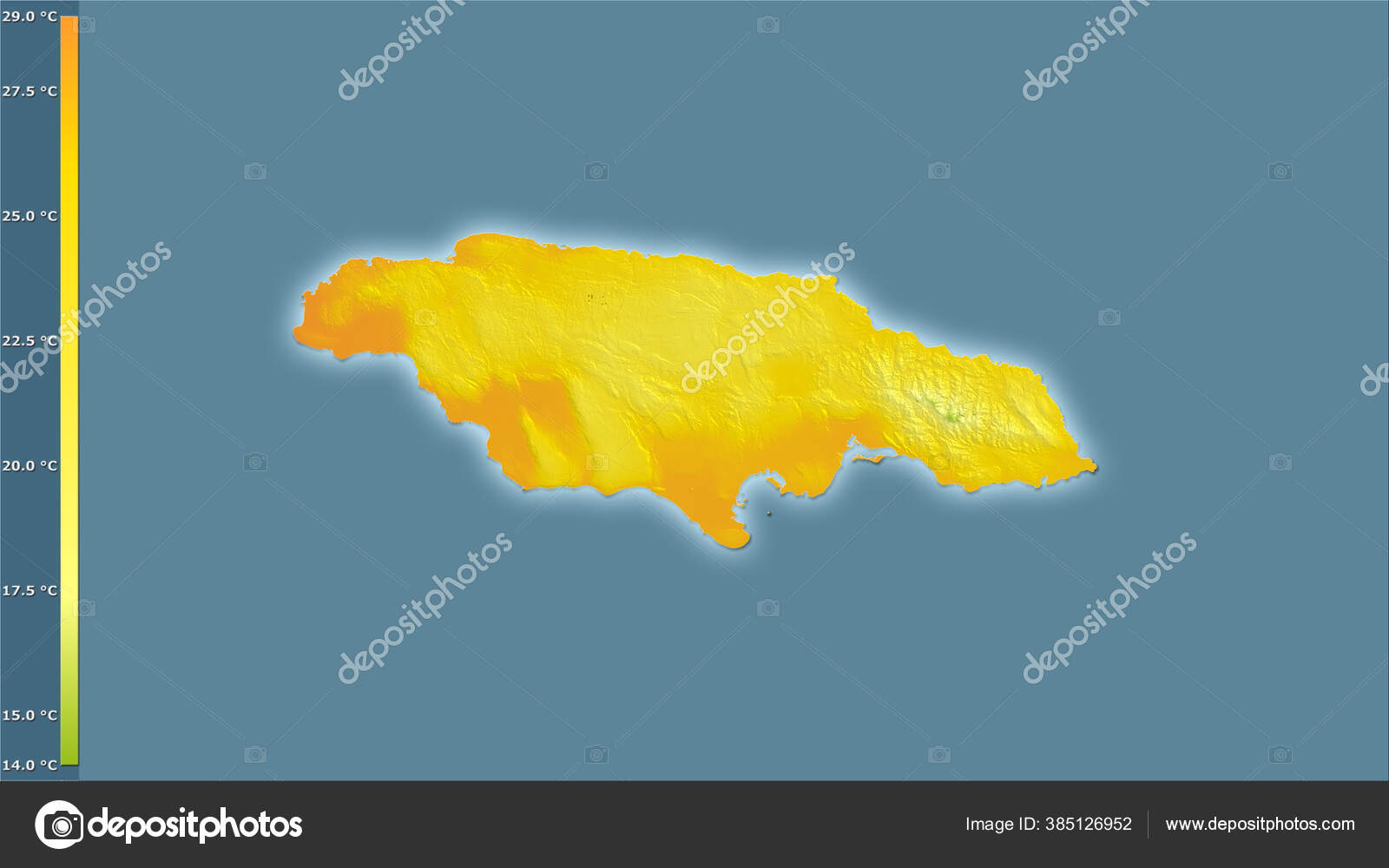 Mean Temperature Warmest Quarter Jamaica Area Stereographic Projection ...