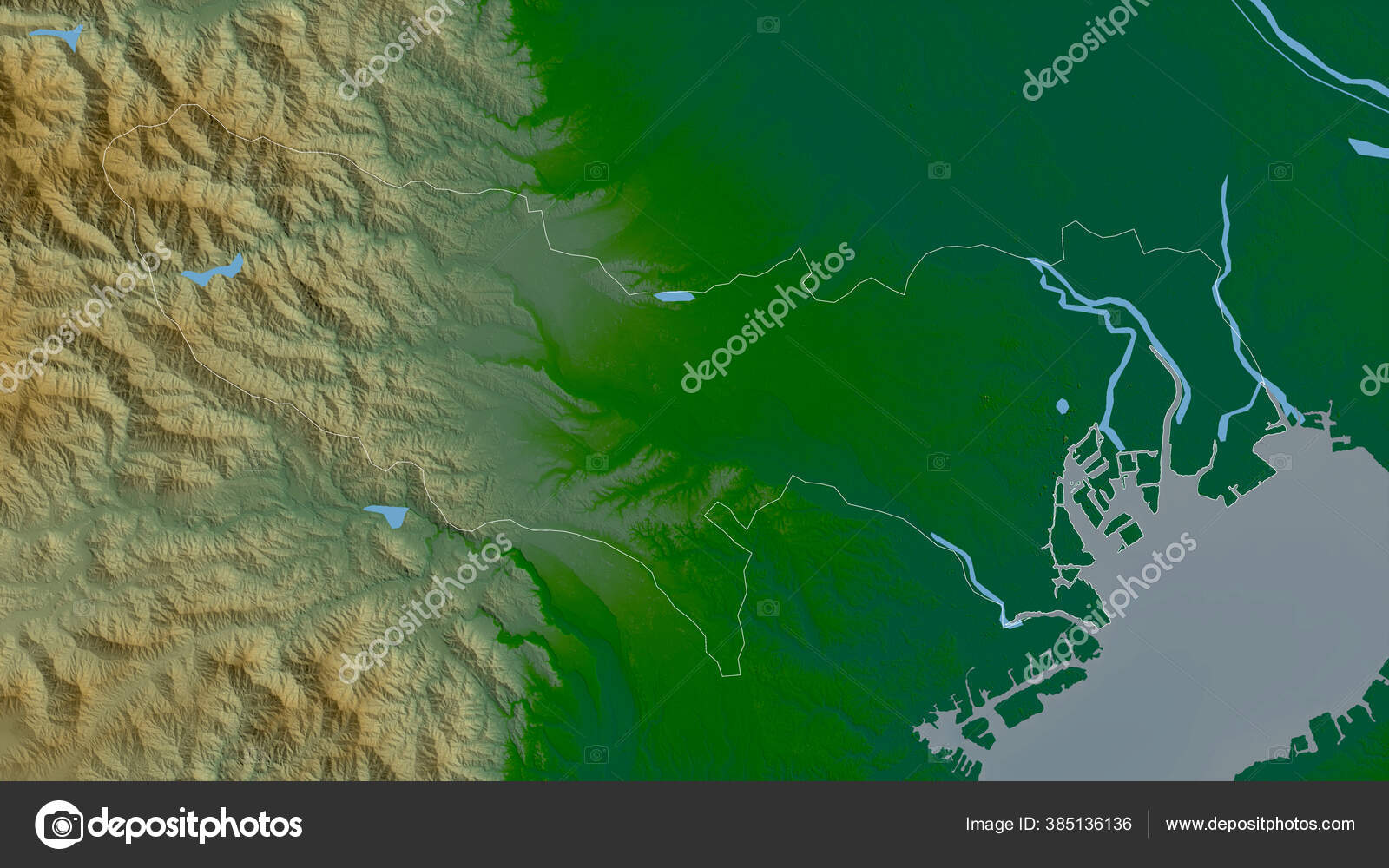 Tokyo Metropolis Japan Colored Shader Data Lakes Rivers Shape Outlined ...