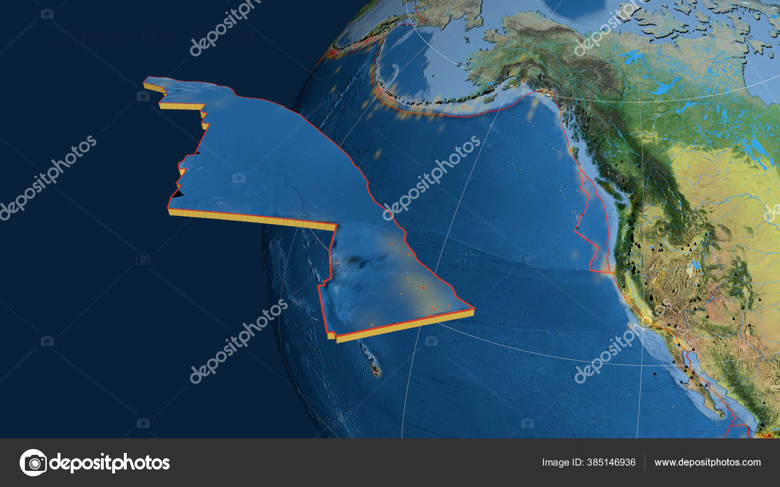 Juan Fuca Tectonic Plate Extruded Presented Globe Topographic Map ...