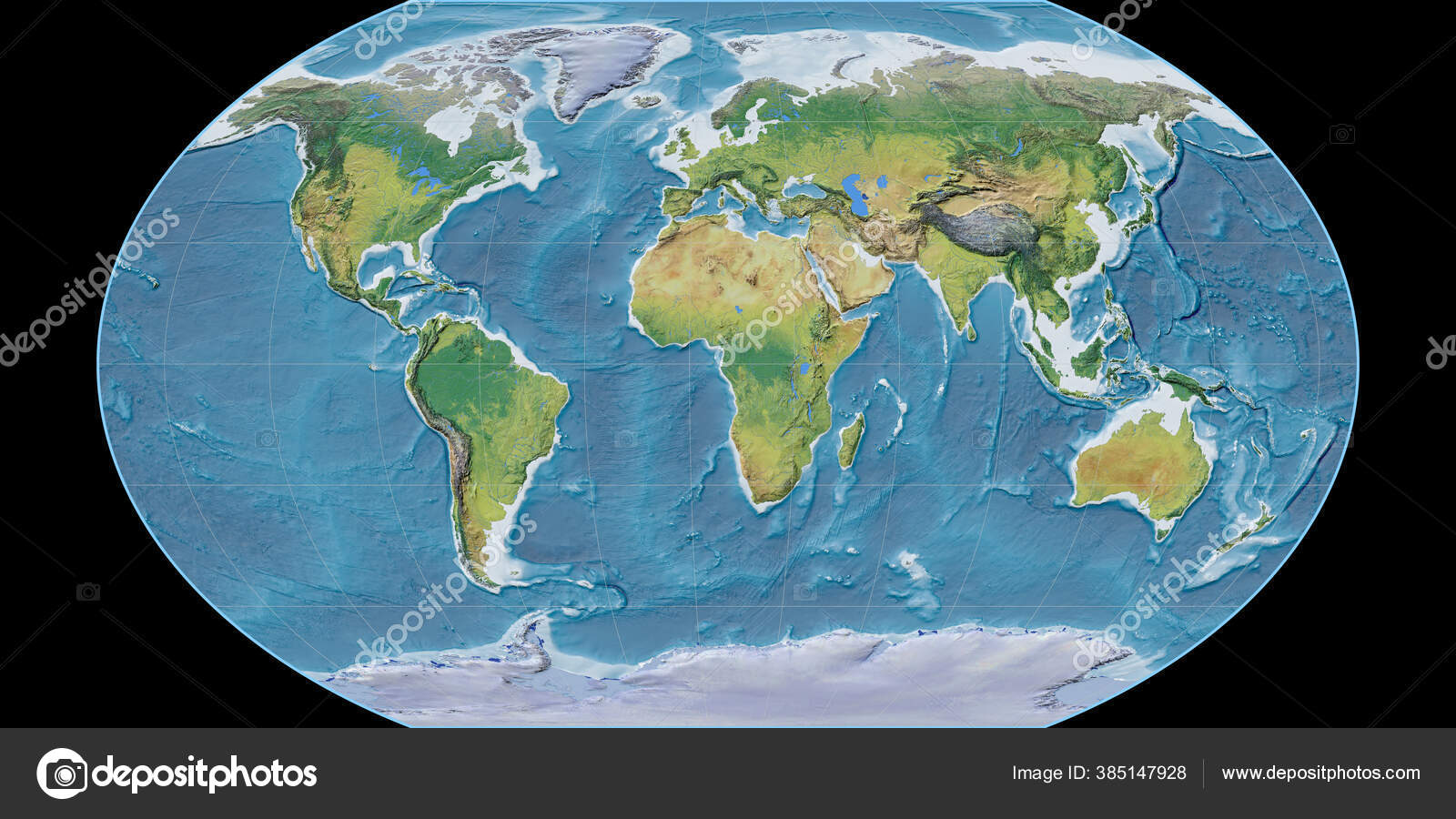 World Map Kavraisky Vii Projection Centered East Longitude Main ...