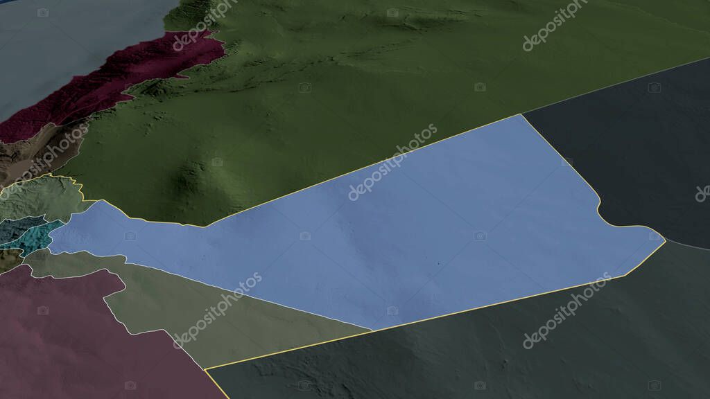 Mafraq - provincia de Jordania zoomed y destacó. Mapa coloreado y ...