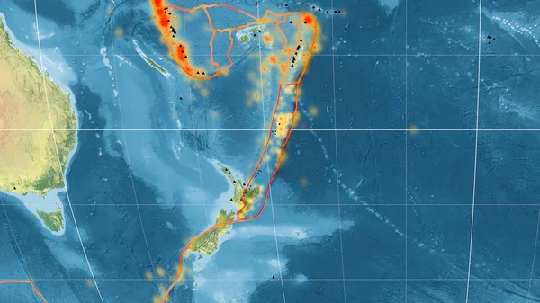 Tonga Tectonic Plate Outlined Global Color Physical Map Kavrayskiy ...