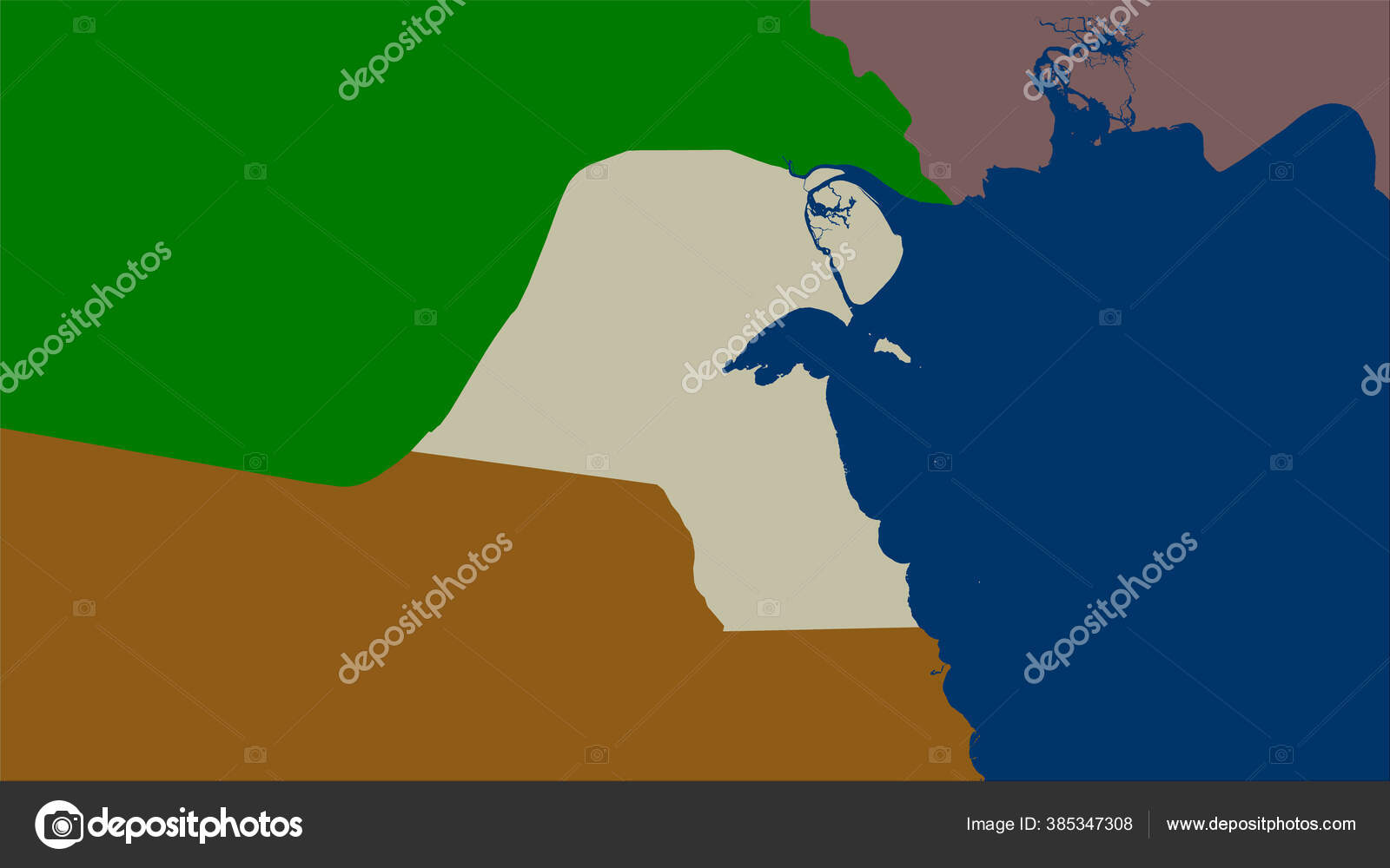 Kuwait Area Administrative Divisions Map Stereographic Projection Raw ...