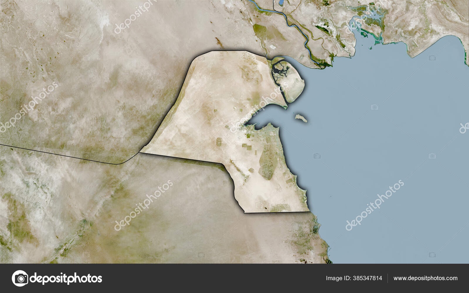 Kuwait Area Satellite Map Stereographic Projection Raw Composition ...