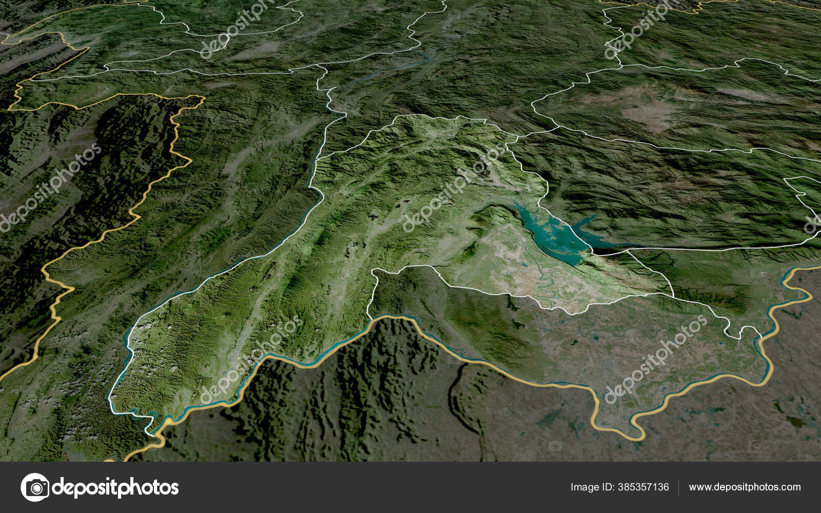 Vientiane Province Laos Zoomed Highlighted Satellite Imagery Rendering — Stock Photo © Yarr65 ...