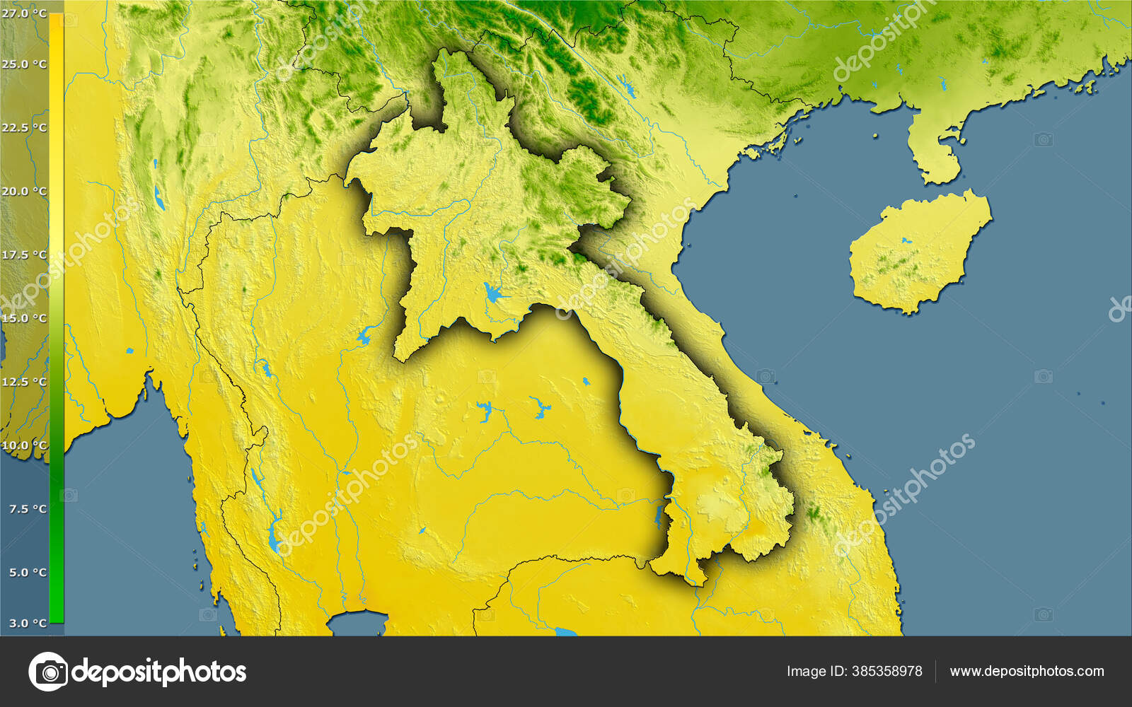 Mean Temperature Coldest Quarter Laos Area Stereographic Projection ...