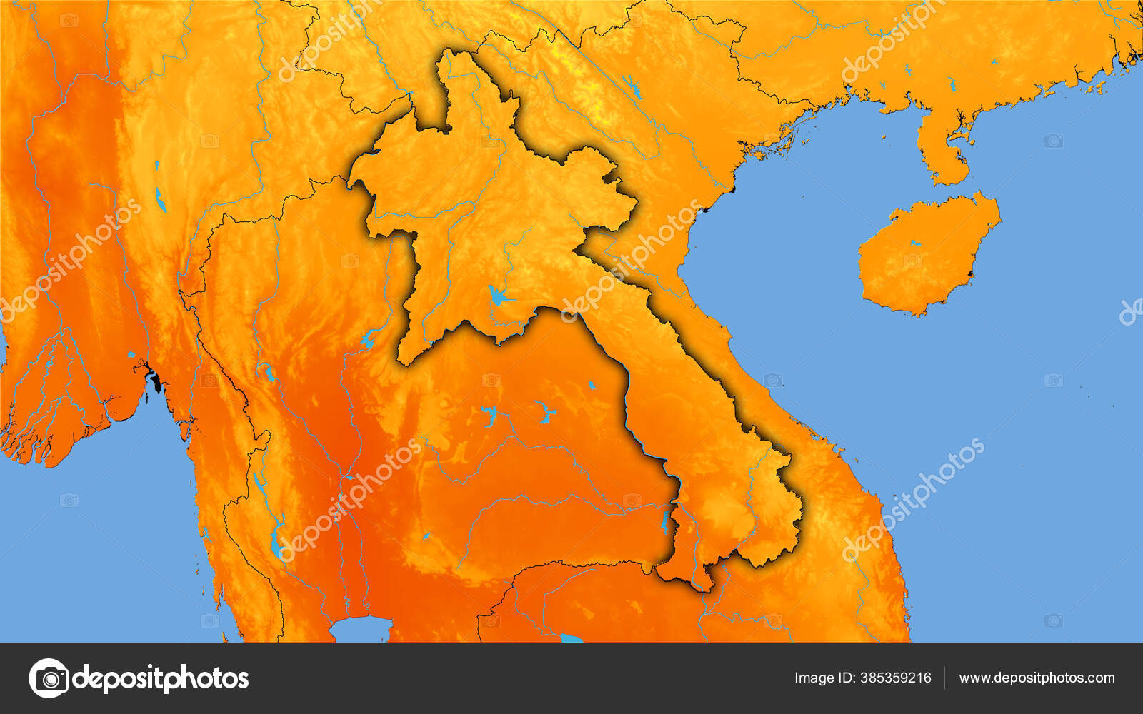 Laos Area Annual Temperature Map Stereographic Projection Raw ...
