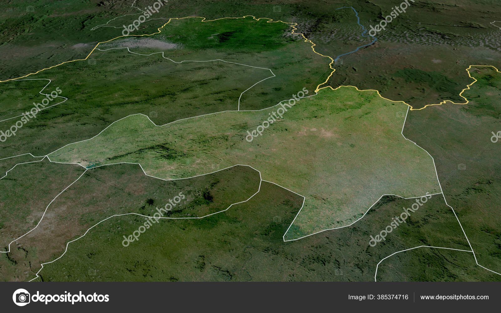 Bong County Liberia Zoomed Highlighted Satellite Imagery Rendering ...