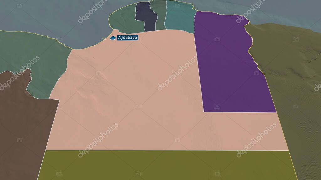 Al Wahat - distrito de Libia se acercó y destacó con capital. Mapa ...