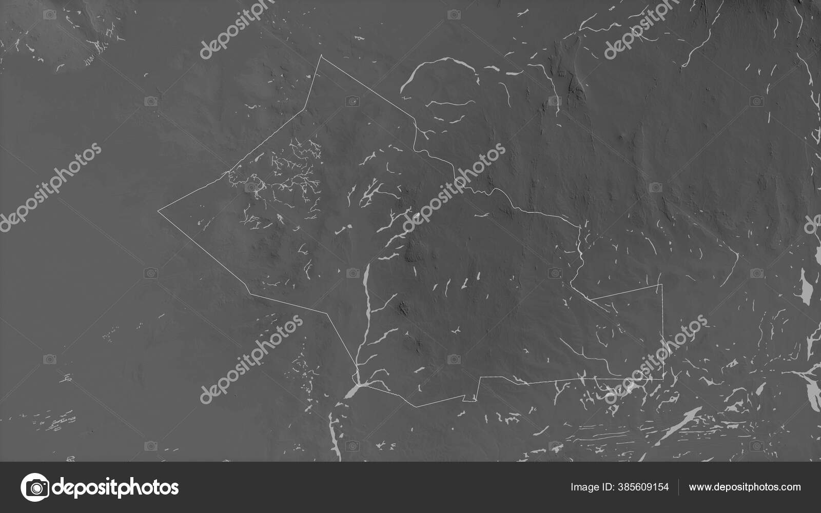 Kidal Region Mali Grayscaled Map Lakes Rivers Shape Outlined Its ...