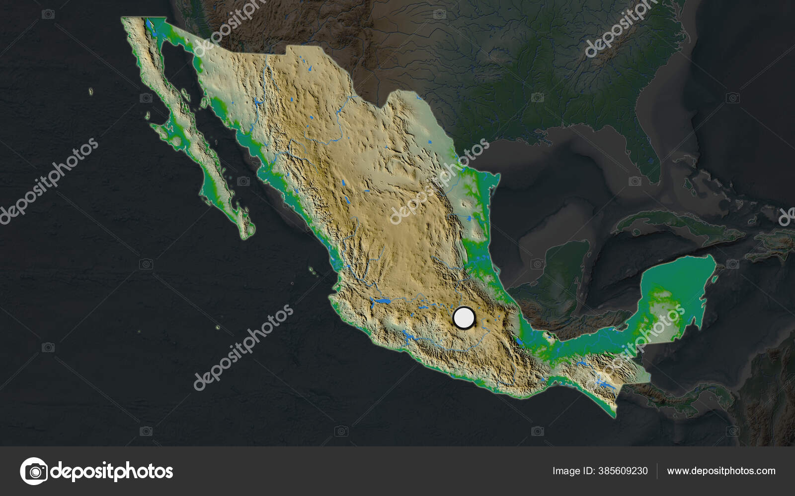 Highlighted Area Mexico Capital Point Desaturated Map Its Neighbourhood ...