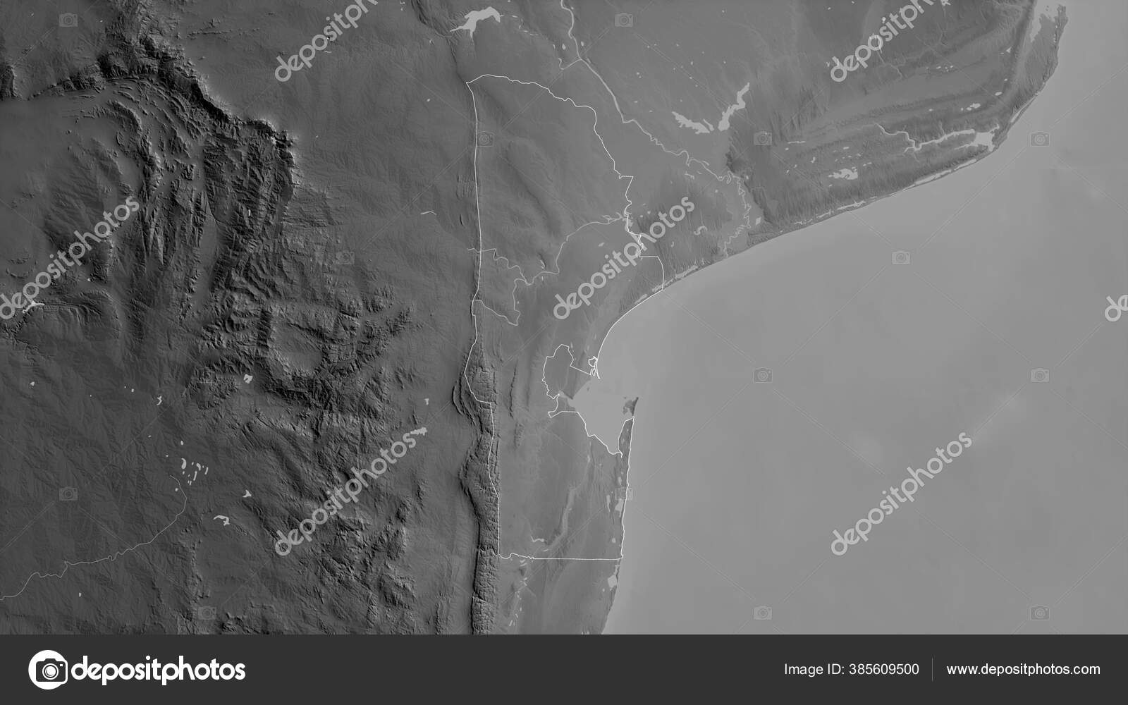 Maputo Province Mozambique Grayscaled Map Lakes Rivers Shape Outlined ...