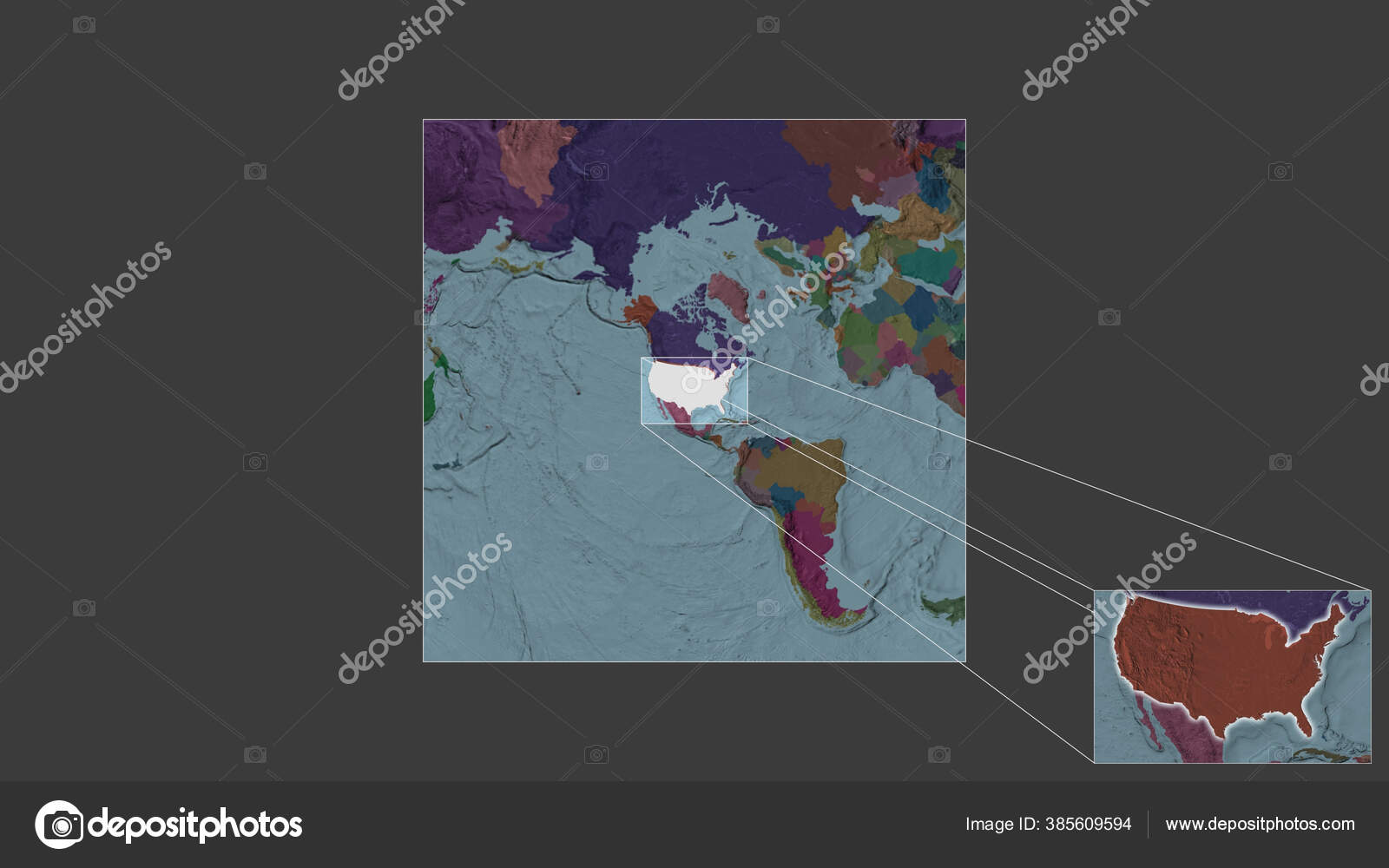 Expanded Enlarged Area United States Extracted Large Scale Map World ...