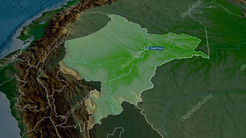 Loreto - región de Perú ampliada y destacada con capital ...