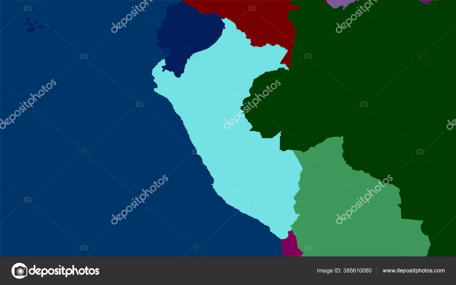 Peru Area Administrative Divisions Map Stereographic Projection Raw ...